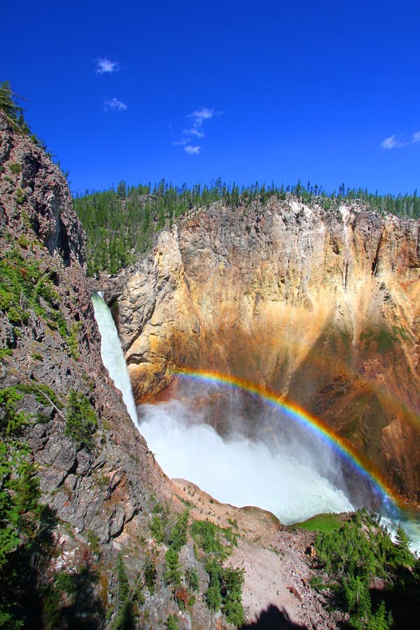 A Rainbow at the Lower Falls in the Grand Canyon of the Yellowstone ...