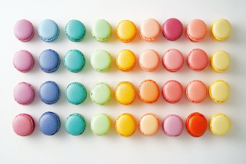 Rainbow Macarons White Surface Stock Photo - Image of presentation ...