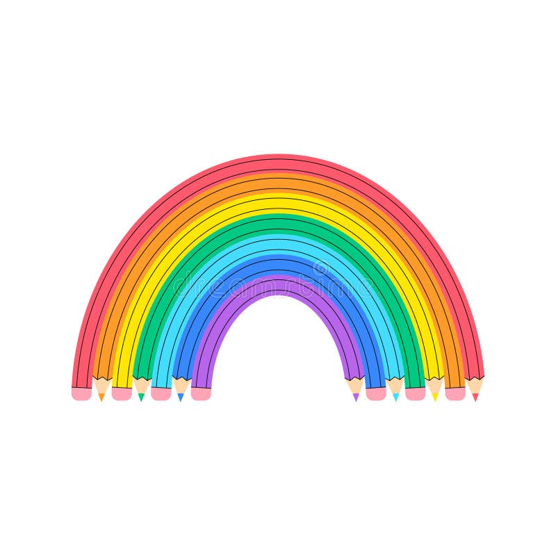 Rainbow Made from Curved Colored Pencils. Stock Illustration ...