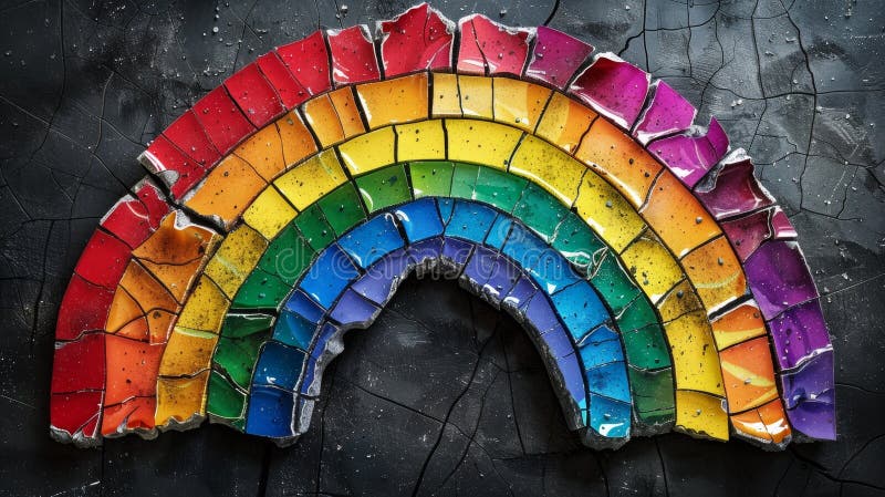 A Rainbow Made Out of Broken Pieces is Shown on a Black Background, AI ...