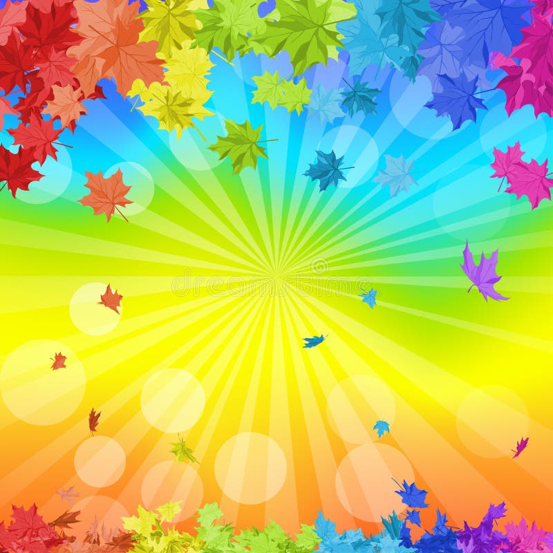 Rainbow Maple Leaves stock vector. Illustration of outdoors - 60246335