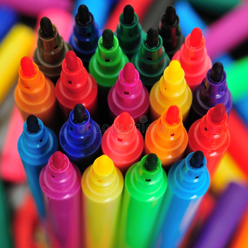 Rainbow marker pens stock photo. Image of fibre, gathering - 5984456