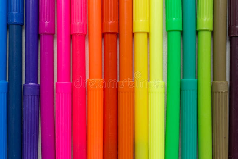 A set of rainbow markers stock photo. Image of learn - 231398026