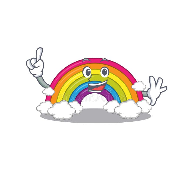 Rainbow Mascot Character Design with One Finger Gesture Stock Vector ...
