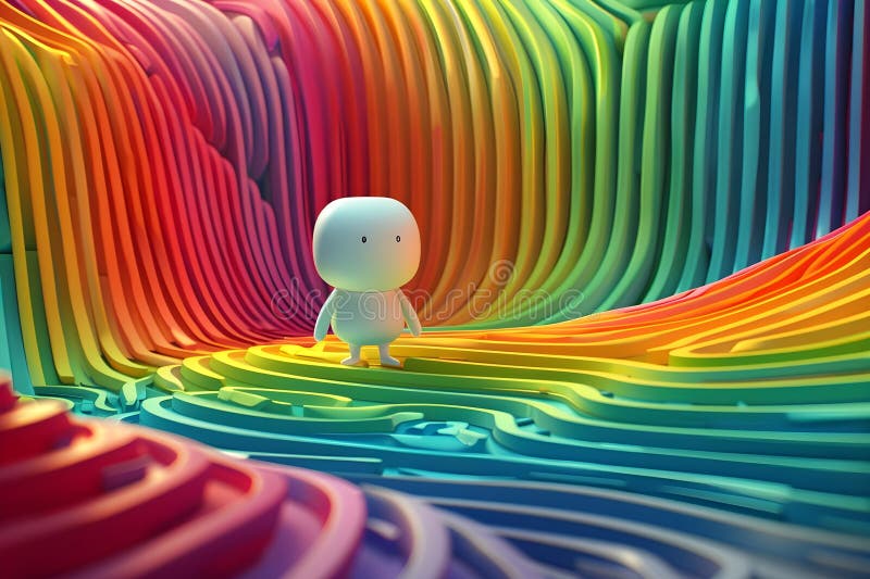 Rainbow Maze An Abstract Background Of Colorful Lines Forming A Maze Stock Illustration