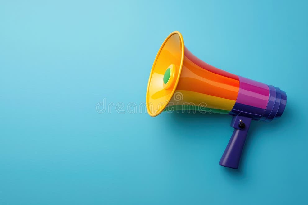Rainbow Megaphone for Joyful Announcements on Bright Background Stock ...