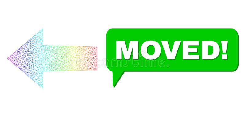 Rainbow Mesh Gradient Arrow Left Icon and Moved! Chat Balloon with ...