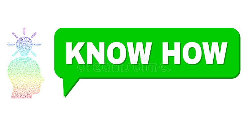 Rainbow Mesh Gradient Genius Bulb Icon and Know How Message Frame with ...