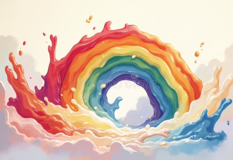 Rainbow Milk Splash Frozen in a Zero-gravity Loop, Showcasing Vibrant ...