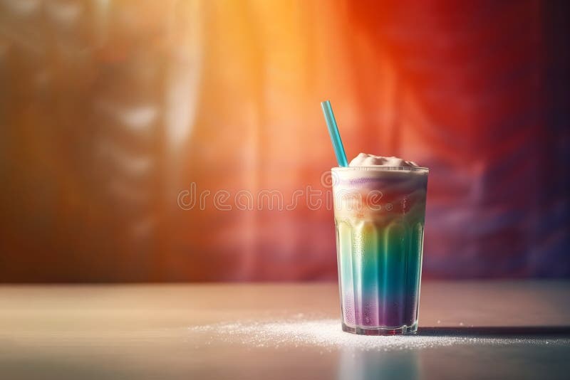 Rainbow Milkshake, Multi-colored, Bright on a Rainbow Background. with ...