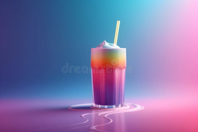Milkshake, Multi-colored, Bright on a Blue Background. with Generative ...
