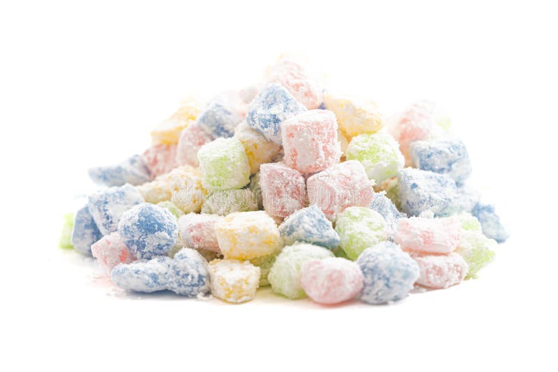 Rainbow Mini Mochi Rice Cake Candies Isolated on White Background Stock ...