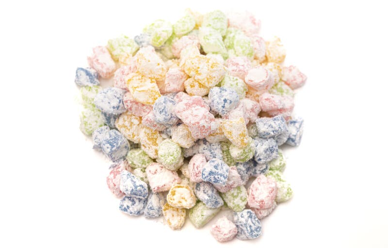 Rainbow Mini Mochi Rice Cake Candies Isolated on White Background Stock ...