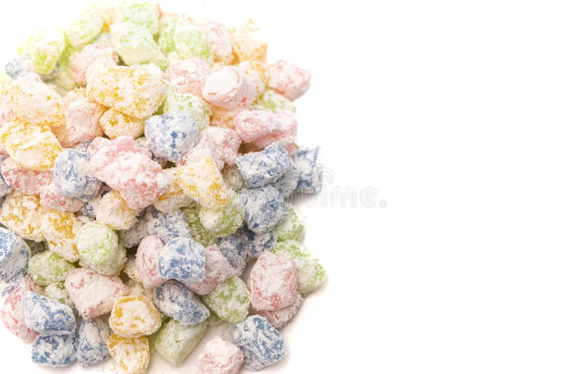 Rainbow Mini Mochi Rice Cake Candies Isolated on White Background Stock ...