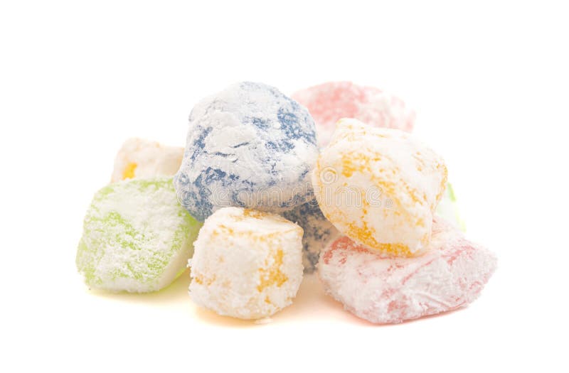 Rainbow Mini Mochi Rice Cake Candies Isolated on White Background Stock ...