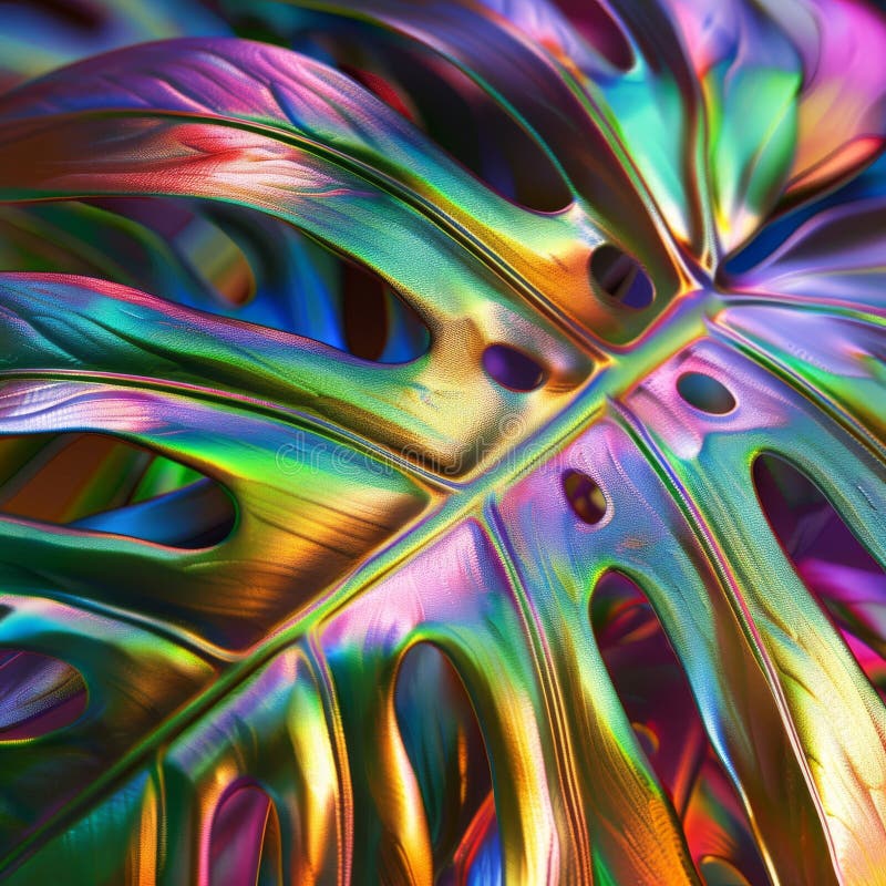 Rainbow Monstera Leaf Texture Exotic Tropical Plant, Modern Rainbow ...