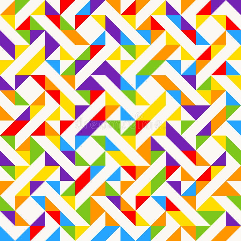 Rainbow Mosaic Tiles, Abstract Geometric Background, Seamless Vector ...
