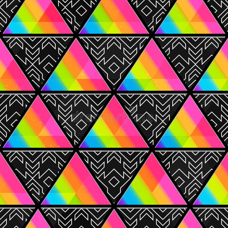 Rainbow Mosaic with Tribal Pattern Stock Vector - Illustration of print ...