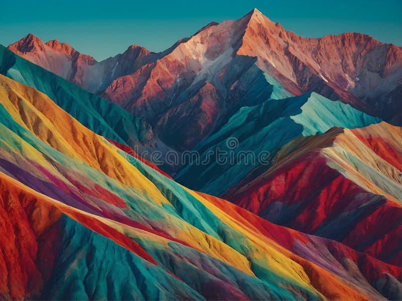 Rainbow Mountain Majesty. Layers of Colorful Sediment Create a ...
