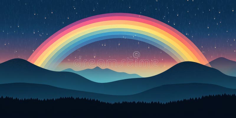 Rainbow Mountains at Night stock illustration. Illustration of cute ...