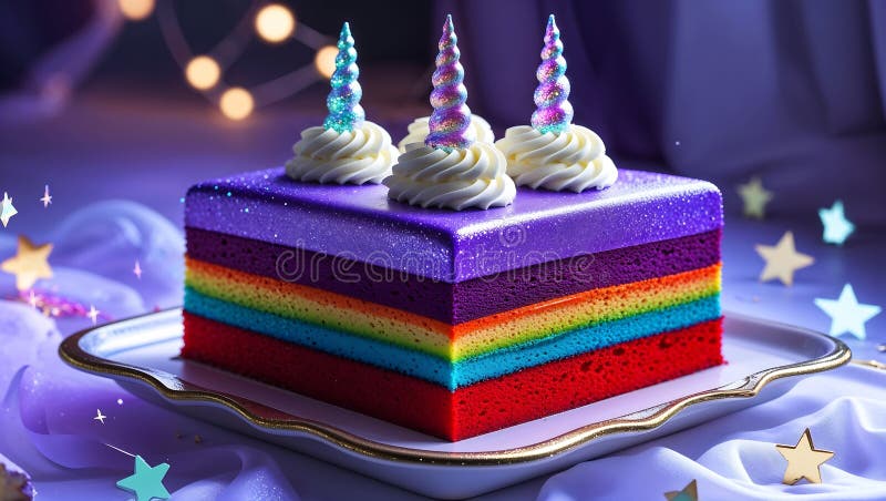 Rainbow Multi-Layered Cake with Smooth Glossy Finish Stock Illustration ...