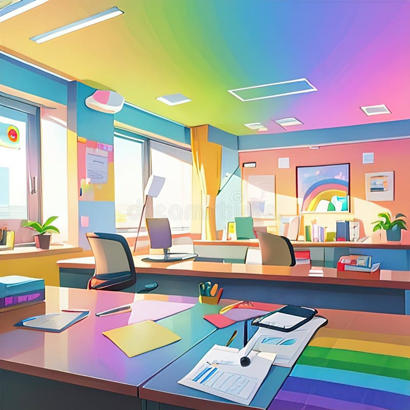 Rainbow Multicolored Colored Office, Showing Diversity and Bright ...