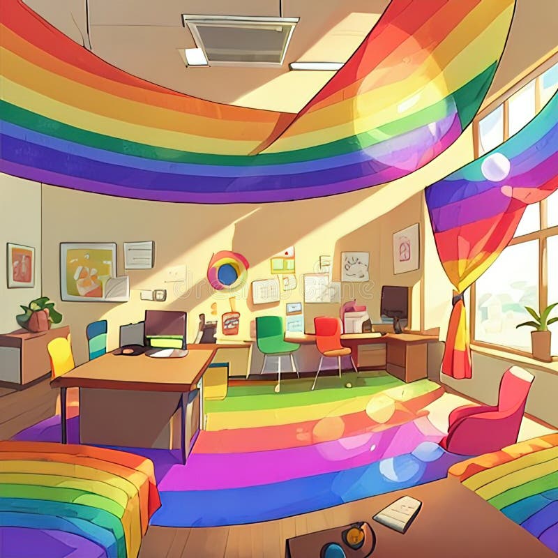 Rainbow Multicolored Colored Office, Showing Diversity and Bright ...
