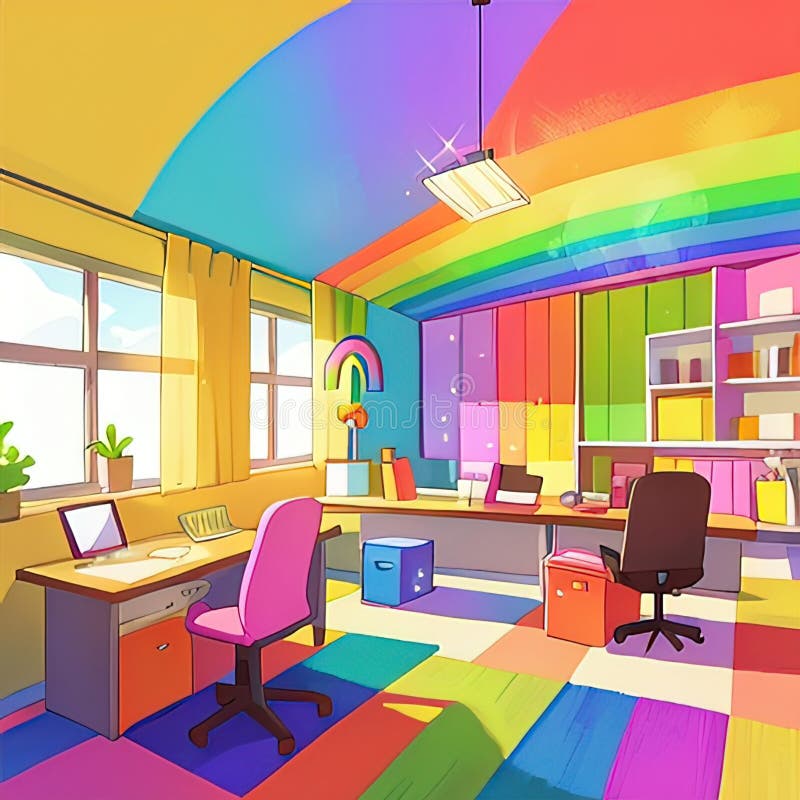 Rainbow Multicolored Colored Office, Showing Diversity and Bright ...