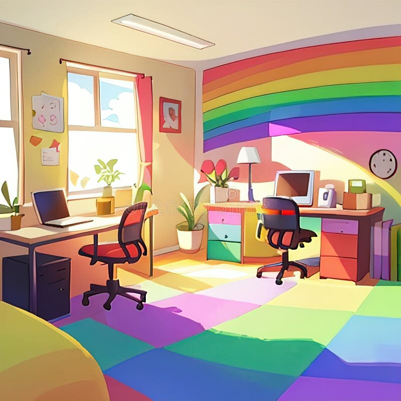 Rainbow Multicolored Colored Office, Showing Diversity and Bright ...