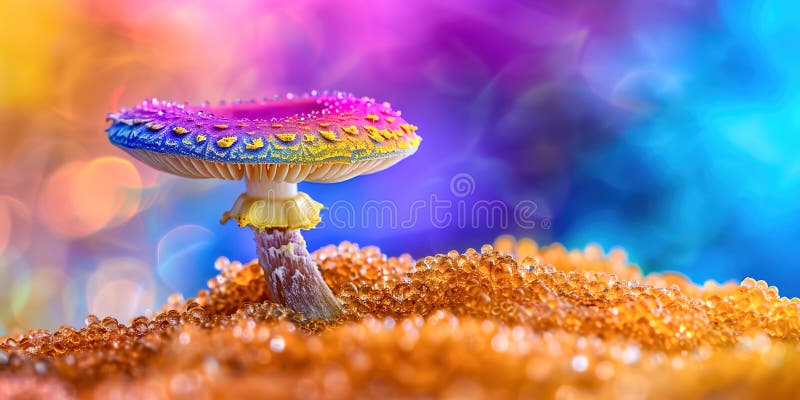 Rainbow mushroom close-up stock illustration. Illustration of bunch ...