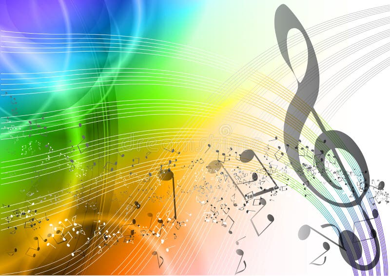 Rainbow Music Background Means Colorful Stripes and Sing Stock ...