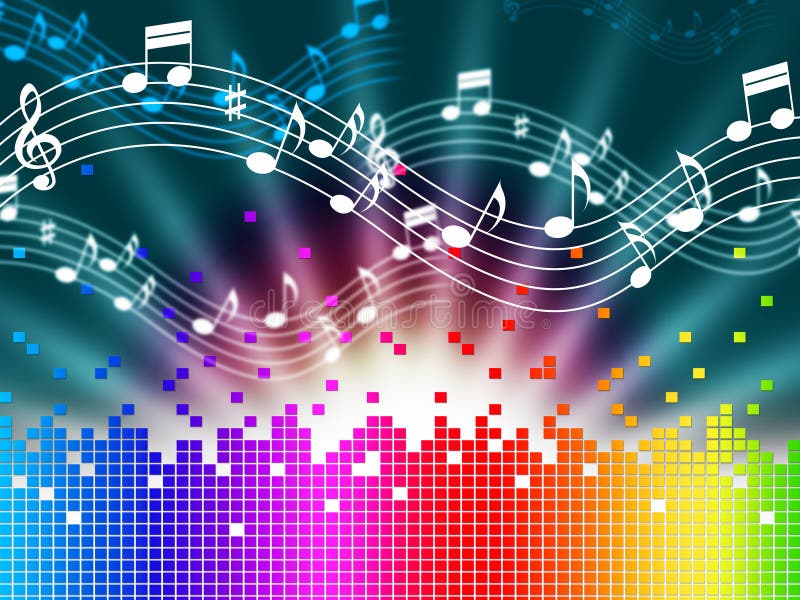 Rainbow Music Background Means Melody Singing and Soundwaves Stock ...