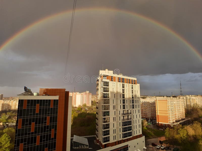 Rainbow in Natural Beauty in Spring Day Stock Image - Image of ...