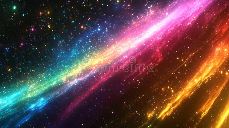 A Rainbow Nebula Glows in the Dark Space Stock Illustration ...