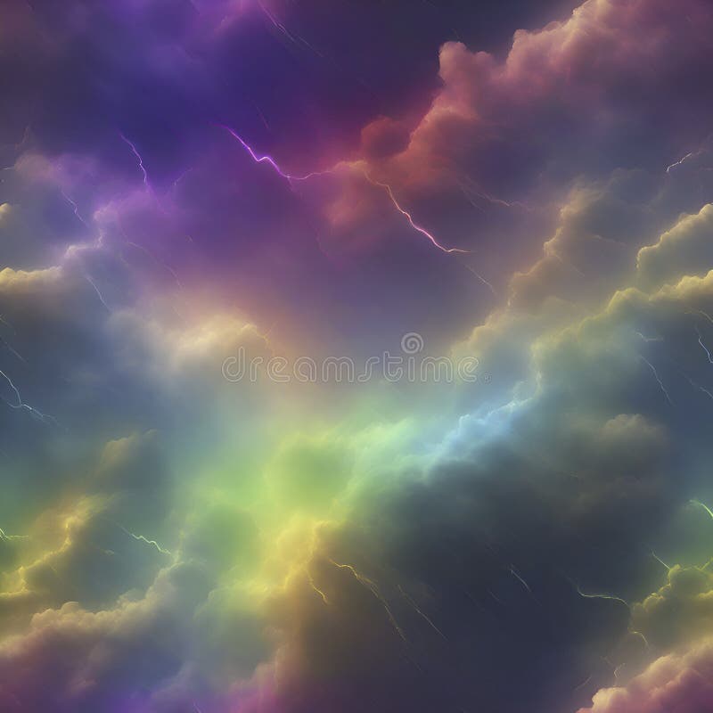 Rainbow Nebula, Sky, and Thunder. Colorful Background. Ai-Generated ...