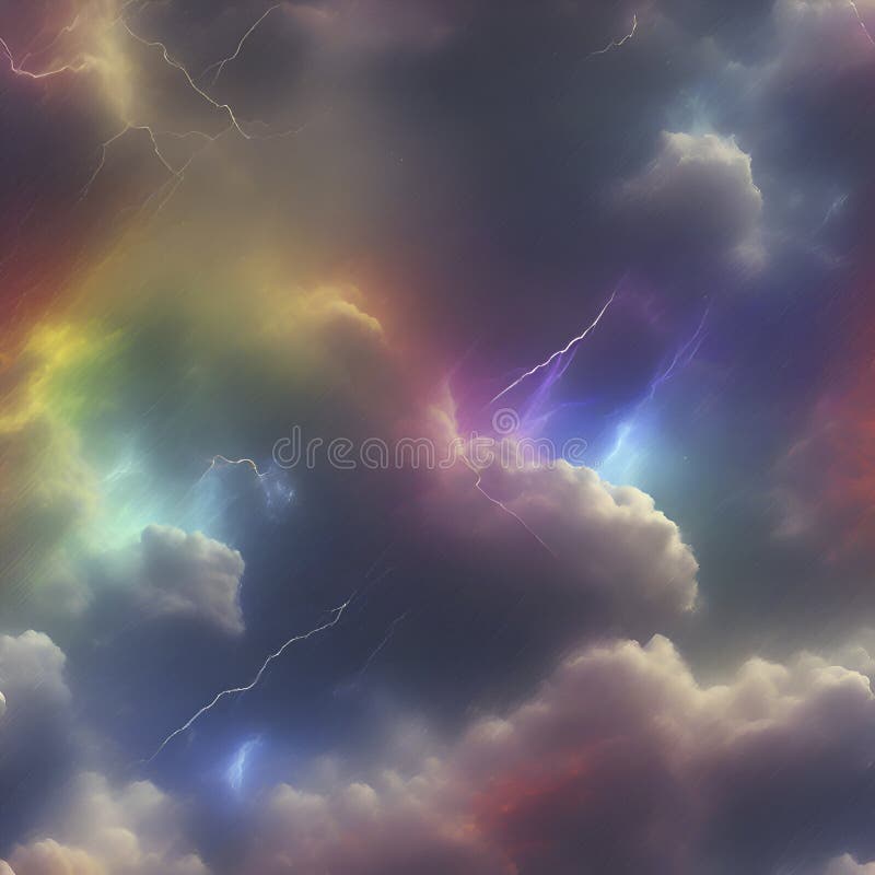 Rainbow Nebula, Sky, and Thunder. Colorful Background. Ai-Generated ...