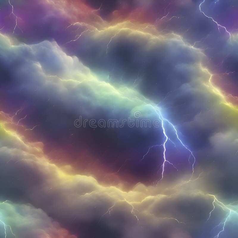 Rainbow Nebula, Sky, and Thunder. Colorful Background. Ai-Generated ...