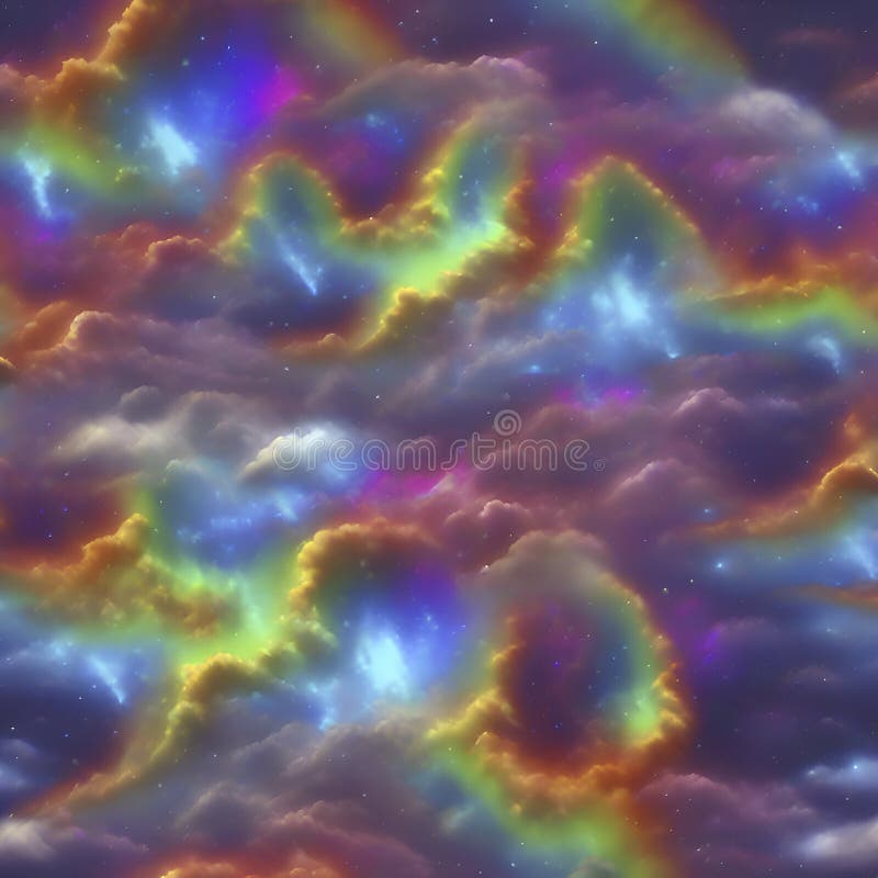 Rainbow Nebula, Sky, and Thunder. Colorful Background. Ai-Generated ...