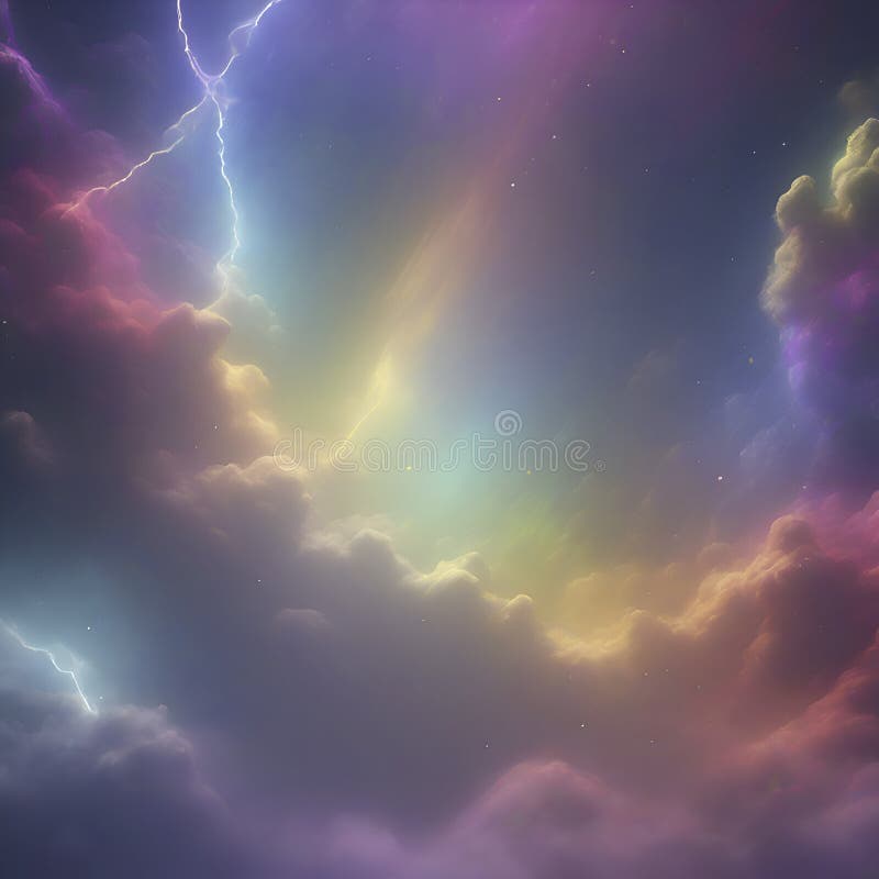 Rainbow Nebula, Sky, and Thunder. Colorful Background. Ai-Generated ...