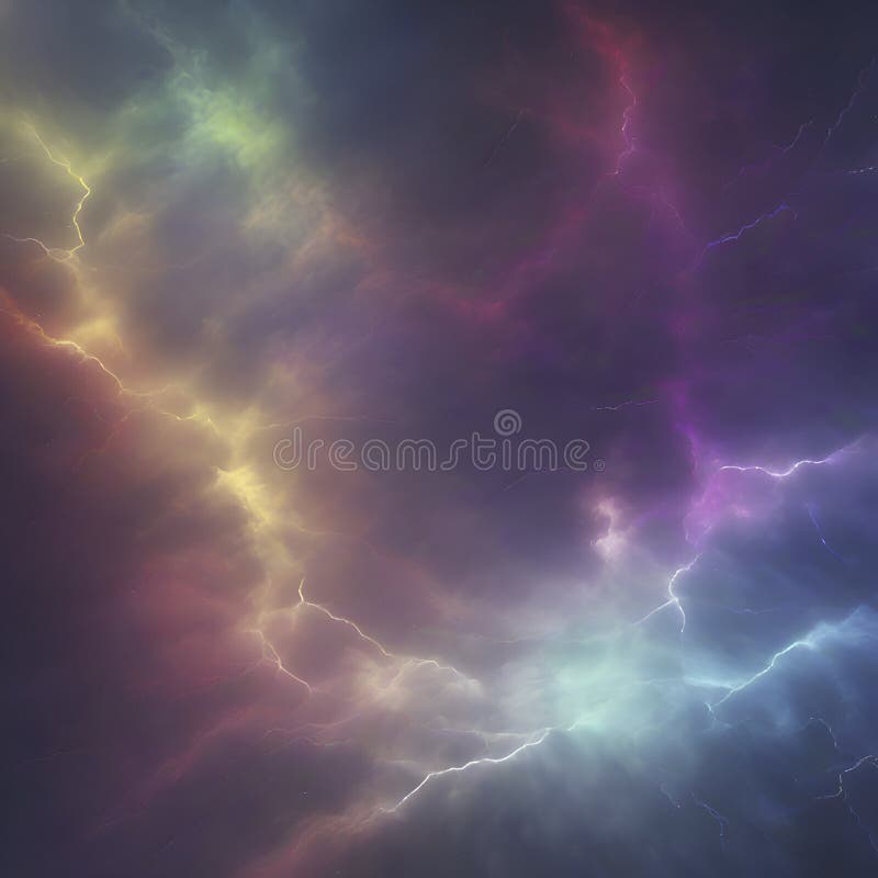 Rainbow Nebula, Sky, and Thunder. Colorful Background. Ai-Generated ...