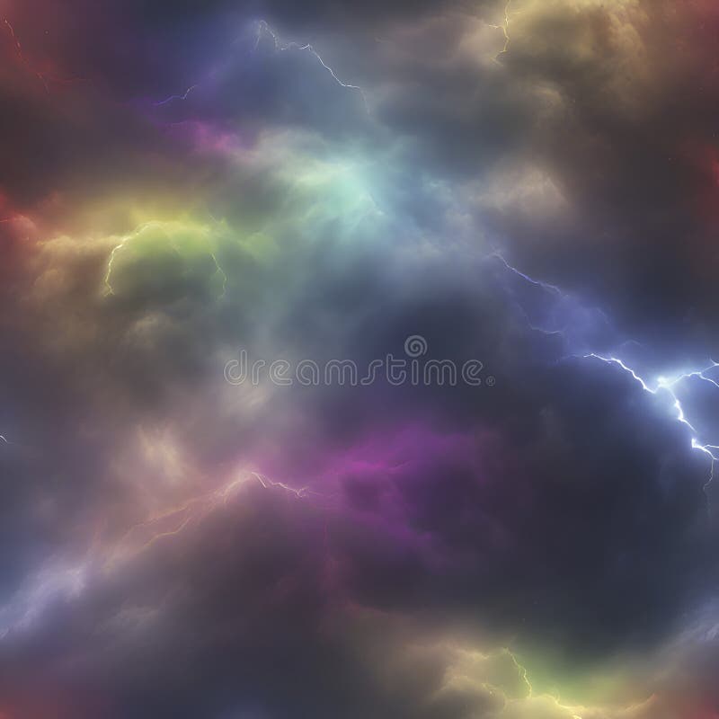 Rainbow Nebula, Sky, and Thunder. Colorful Background. Ai-Generated ...