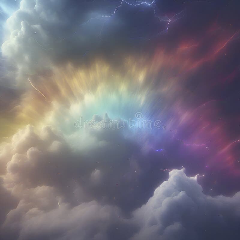Rainbow Nebula, Sky, and Thunder. Colorful Background. Ai-Generated ...