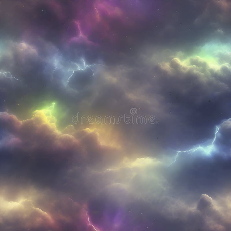 Rainbow Nebula, Sky, and Thunder. Colorful Background. Ai-Generated ...