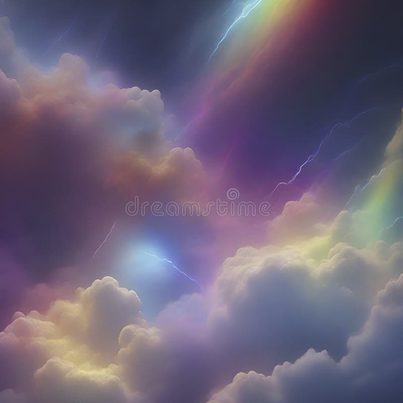 Rainbow Nebula, Sky, and Thunder. Colorful Background. Ai-Generated ...