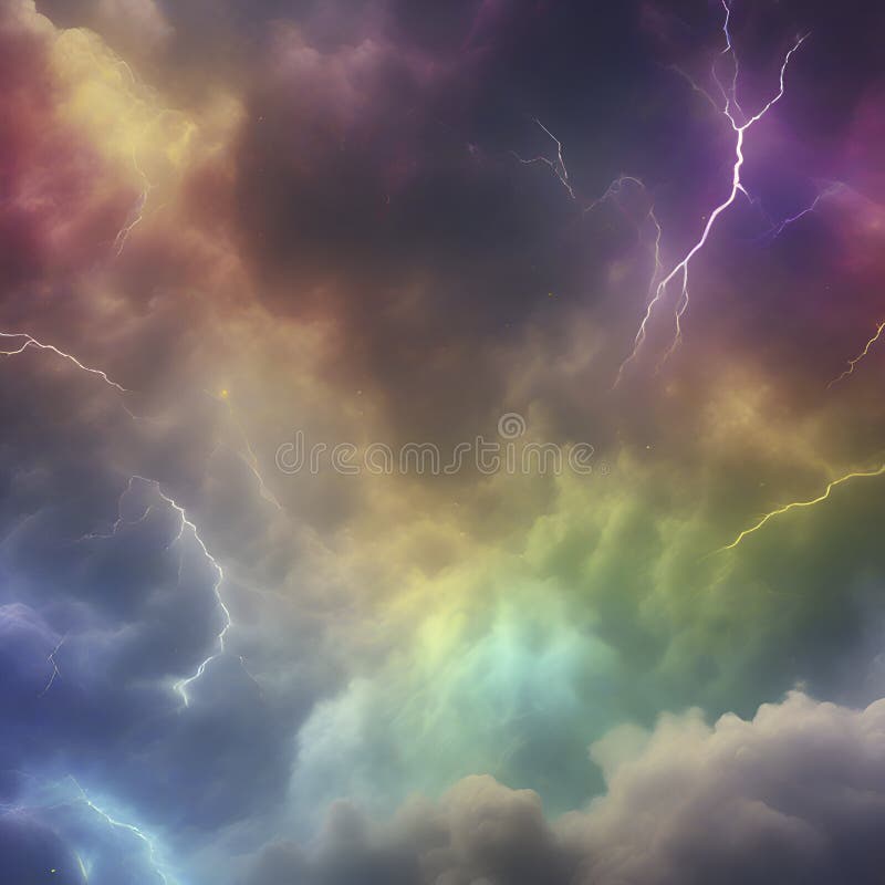 Rainbow Nebula, Sky, and Thunder. Colorful Background. Ai-Generated ...