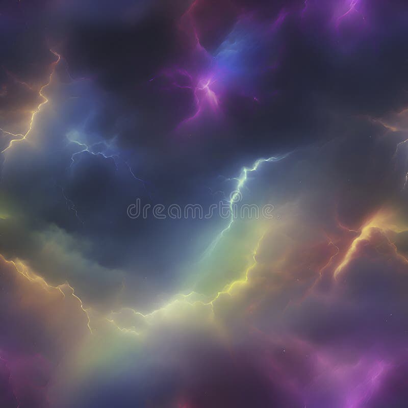 Rainbow Nebula, Sky, and Thunder. Colorful Background. Ai-Generated ...