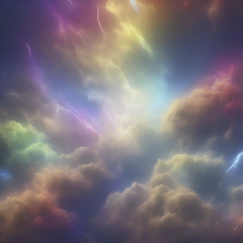 Rainbow Nebula, Sky, and Thunder. Colorful Background. Ai-Generated ...