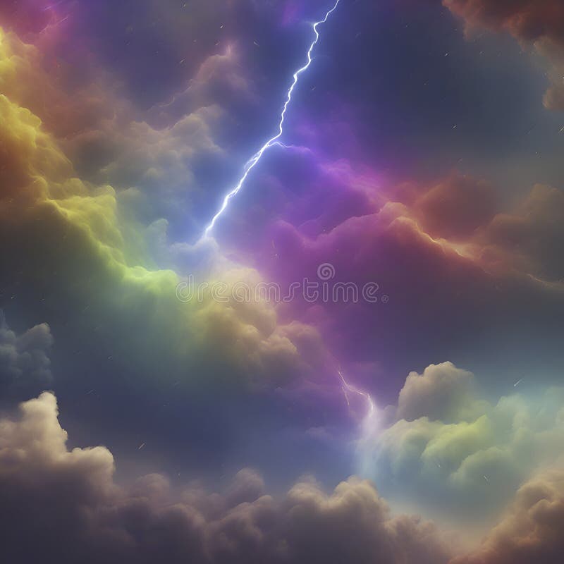 Rainbow Nebula, Sky, and Thunder. Colorful Background. Ai-Generated ...