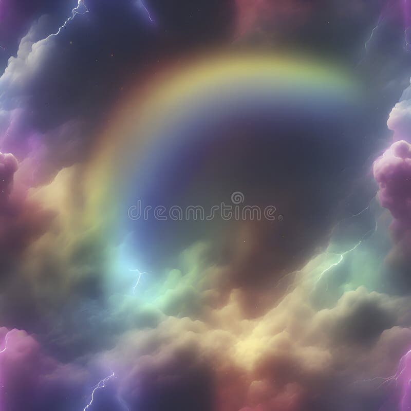 Rainbow Nebula, Sky, and Thunder. Colorful Background. Ai-Generated ...