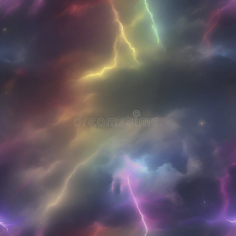 Rainbow Nebula, Sky, and Thunder. Colorful Background. Ai-Generated ...